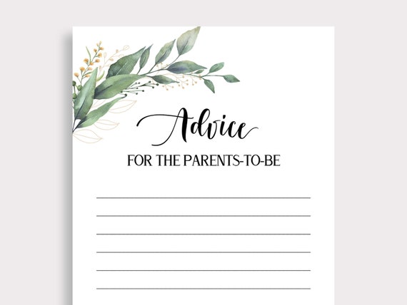 Baby Shower Advice Card Advice for the Parents to Be Dad to Be - Etsy