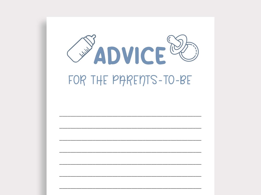 Boy Baby Shower Advice Cards Advice for the Parents to Be Card Blue ...