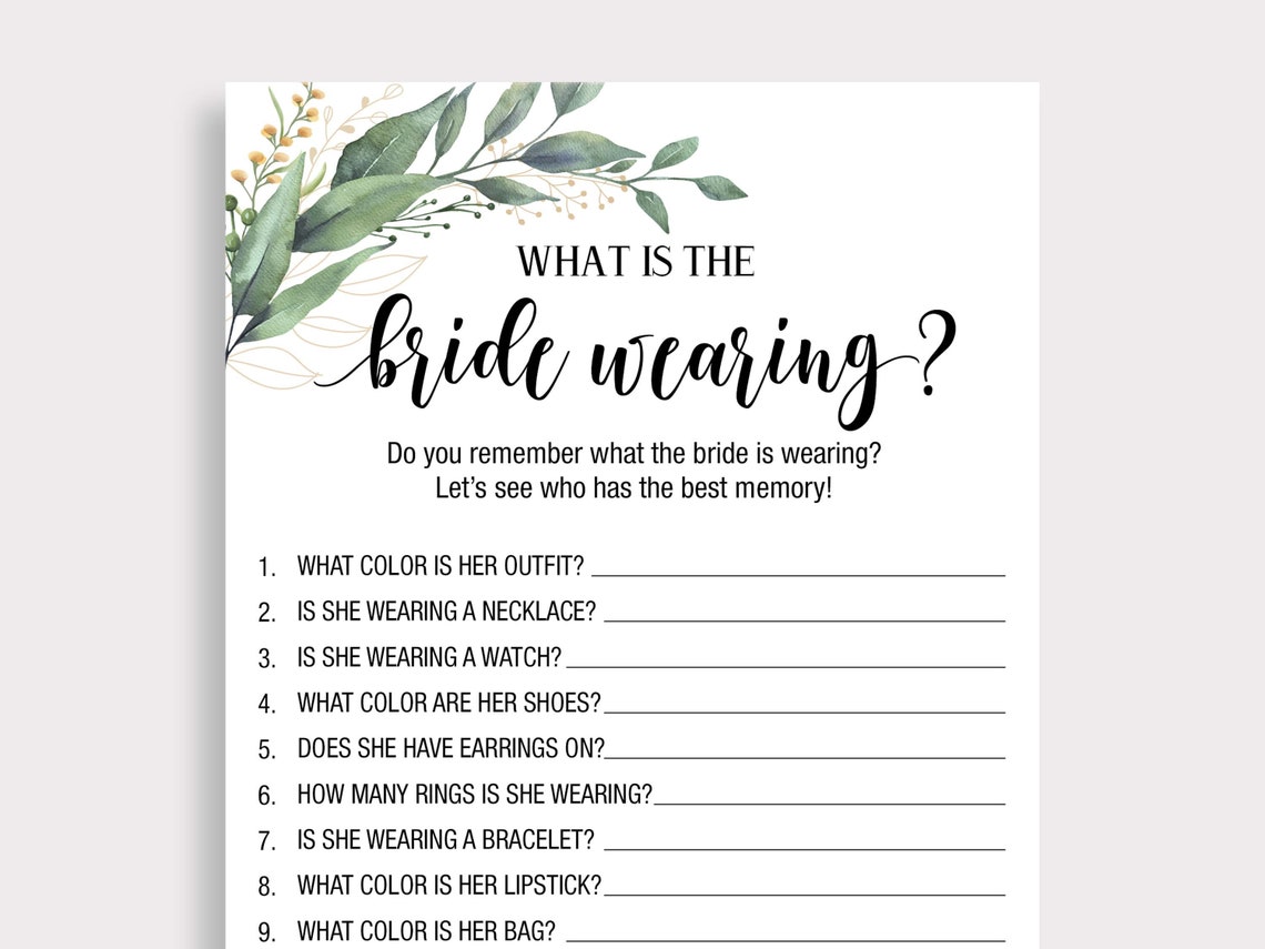 What is the Bride Wearing Game Printable Memory Game Boho | Etsy