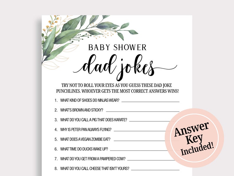 Dad Jokes Baby Shower Game Funny Jokes and Funny Riddles Game - Etsy