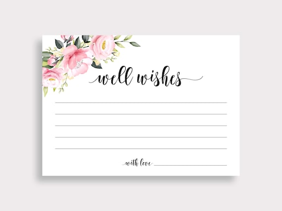 Well Wishes Card Printable Advice Cards Wish Cards Wishes | Etsy