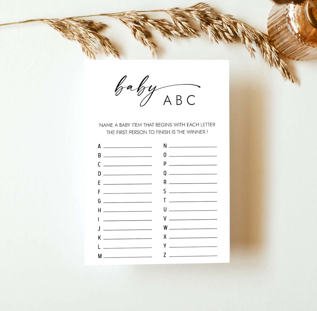 Baby Shower ABC Game Baby ABC Game Minimalist Baby Shower Games Baby ...