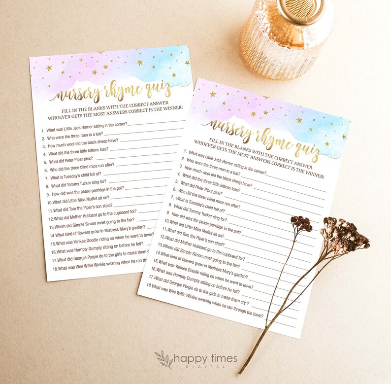 Nursery Rhyme Game Gender Reveal Baby Shower Game Nursery - Etsy