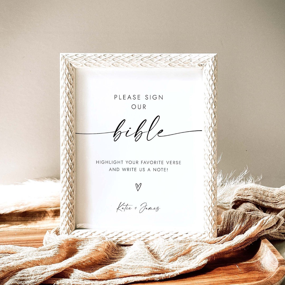 Please Sign Our Bible Guestbook Sign Minimalist Wedding Bible Modern ...