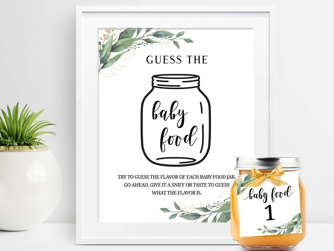 Baby Shower Food Game Guess Baby Food Game Guess the Baby Jar Greenery ...