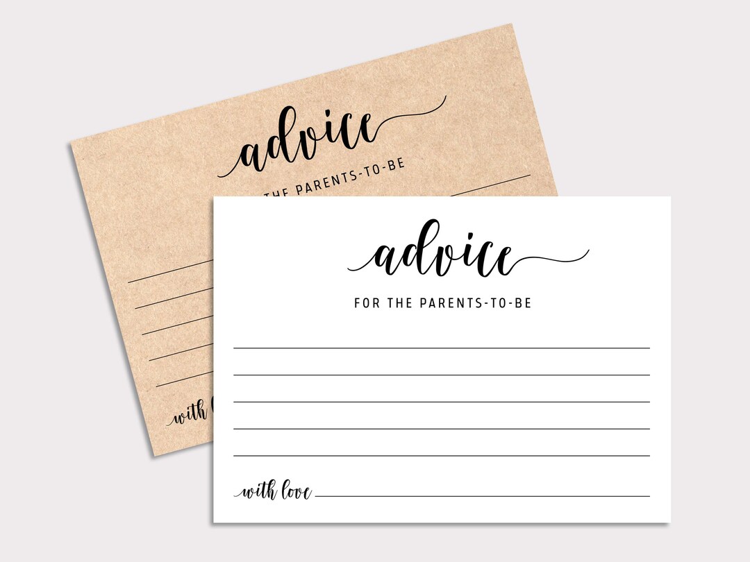 Advice for the Parents to Be Card, New Parents Advice Cards Printable ...