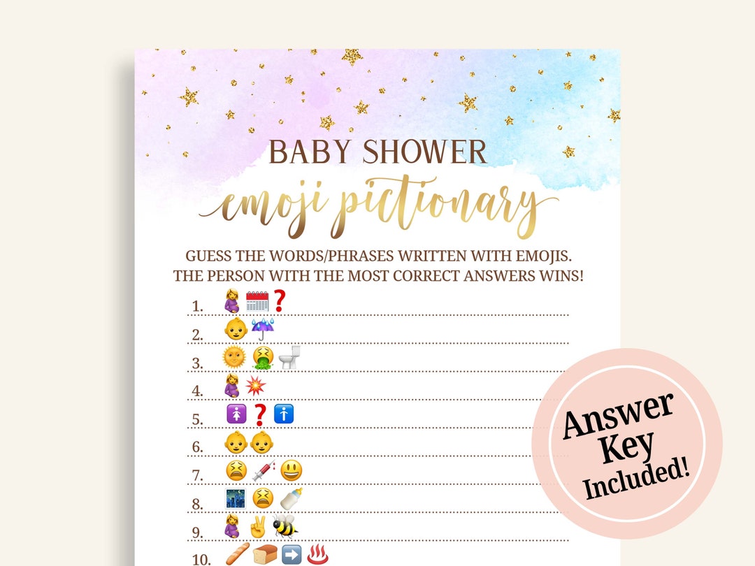 Baby Emoji Game Baby Shower Emoji Picture Game Gender Reveal Emoji ...