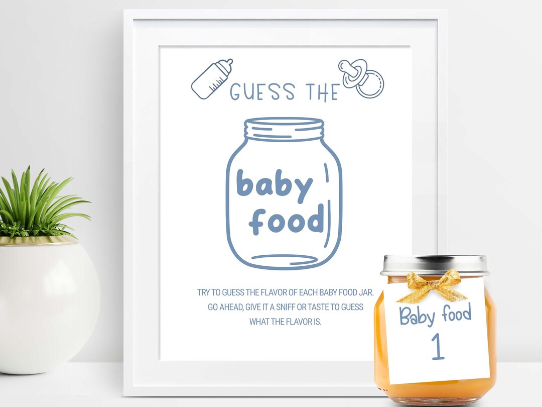 Blue Baby Shower Food Game Guess Baby Food Game Guess the Baby Jar Boy ...