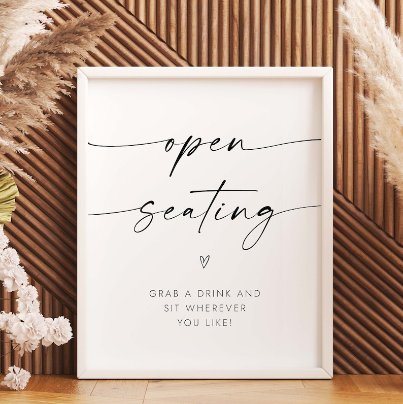 Open Seating Sign Template Minimalist Wedding Signs Wedding - Etsy