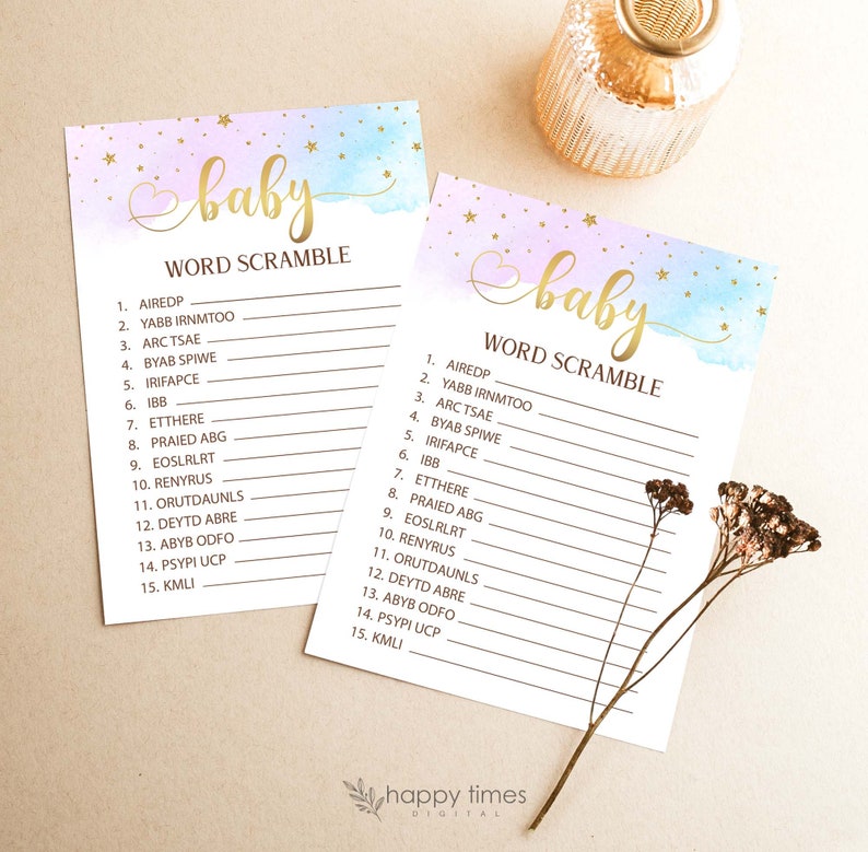 Baby Word Scramble Game Gender Reveal Baby Shower Games Baby - Etsy