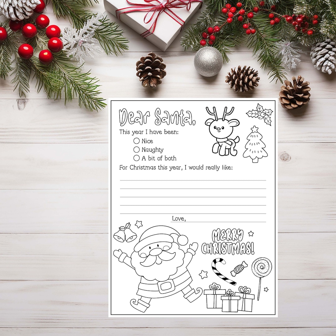 Letter to Santa Coloring Page Christmas Letter to Santa for Kids ...