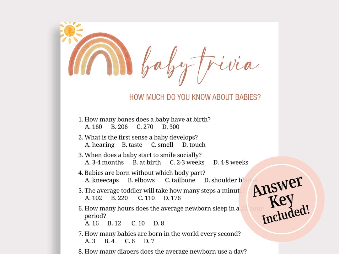 Baby Trivia Game Rainbow Baby Trivia Shower Game Baby Shower Trivia ...