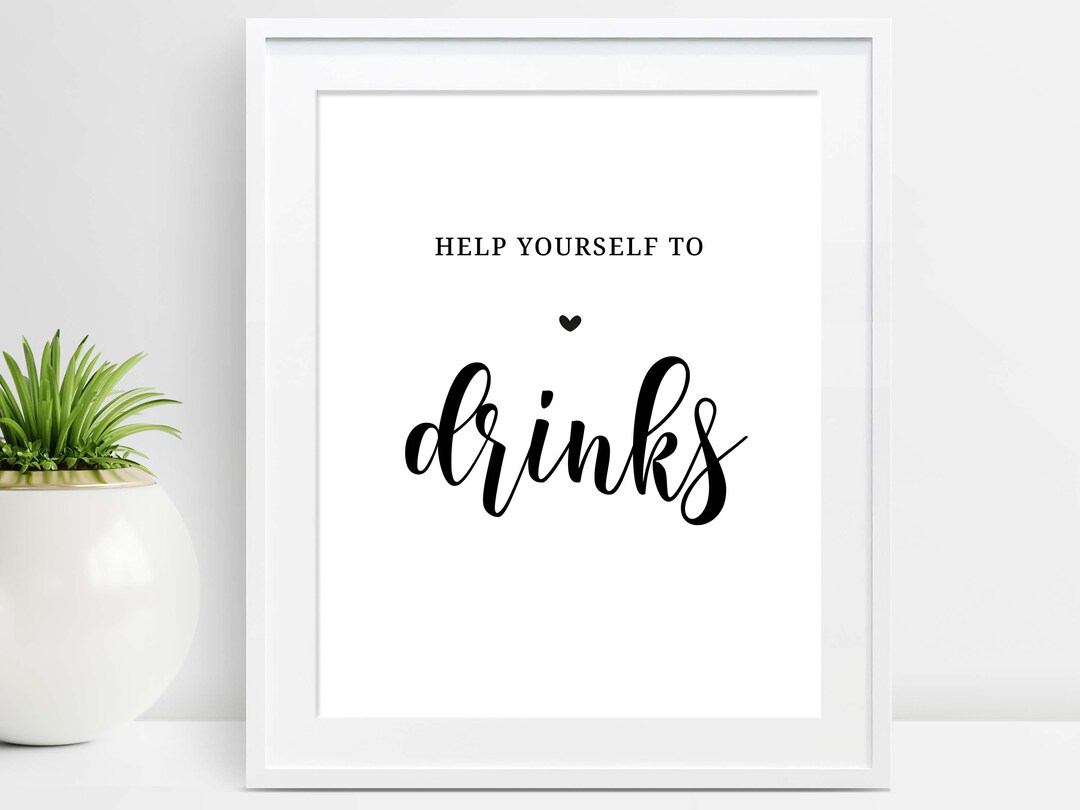 Drink Sign Printable, Help Yourself to Drink Sign, Bridal Shower Sign ...