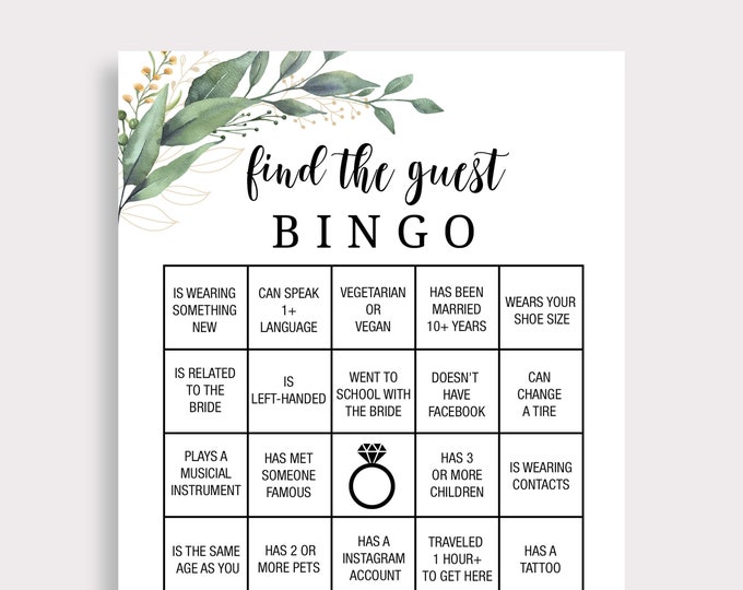 Find the Guest Bingo - Etsy Canada