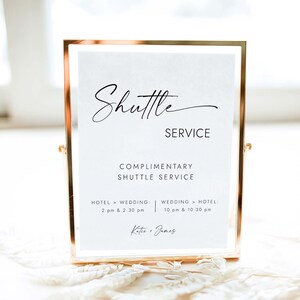Wedding Shuttle Service Sign Modern Wedding Transportation Sign Simple ...