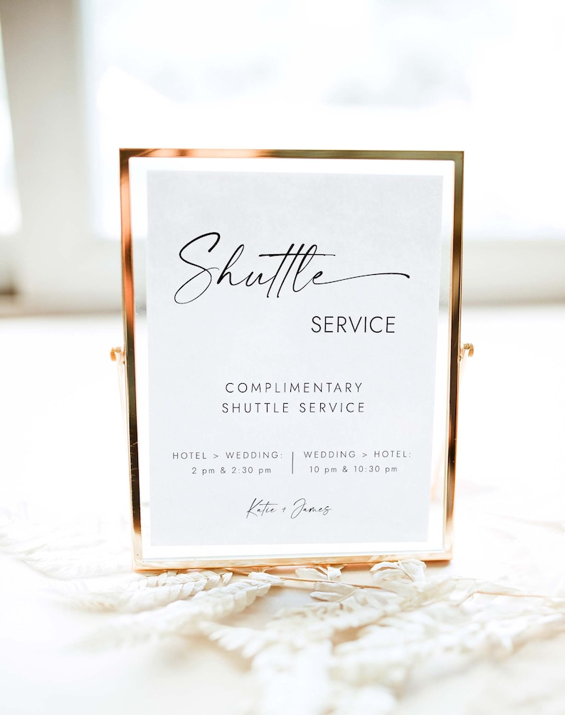 Wedding Shuttle Service Sign Modern Wedding Transportation - Etsy