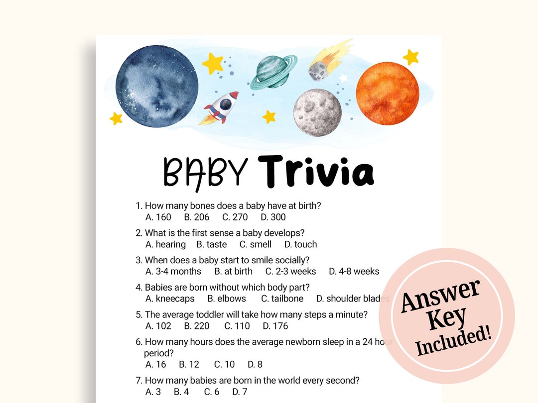 Baby Trivia Game Baby Shower Trivia Game Outer Space Baby - Etsy