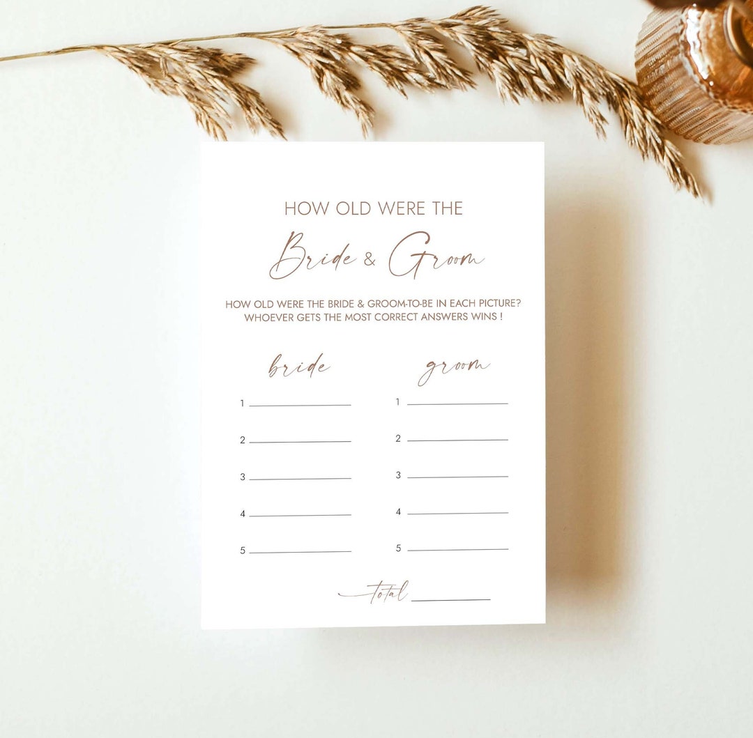 How Old Were the Bride and Groom Bridal Shower Photo Game Minimalist ...