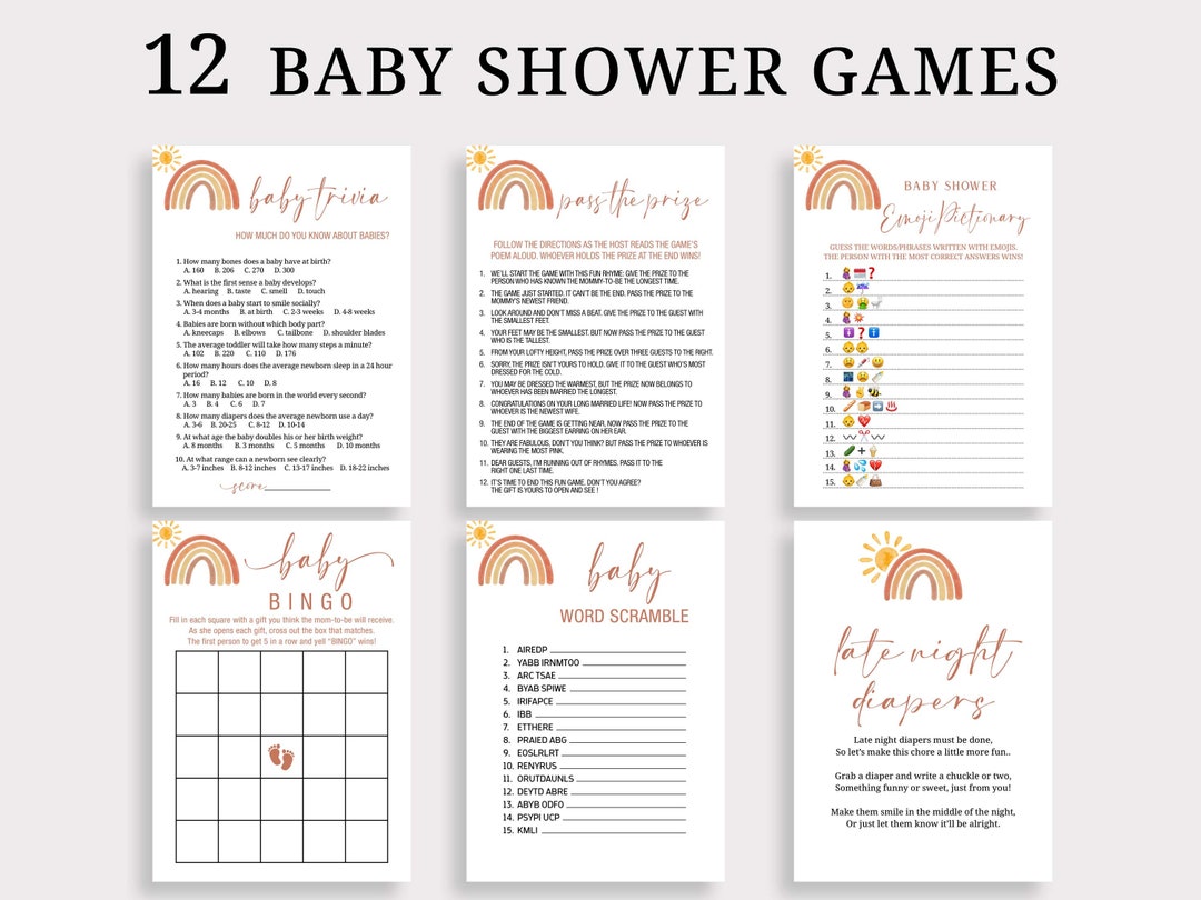 Rainbow Baby Shower Game Bundle Rainbow Baby Shower Games Boho Baby ...