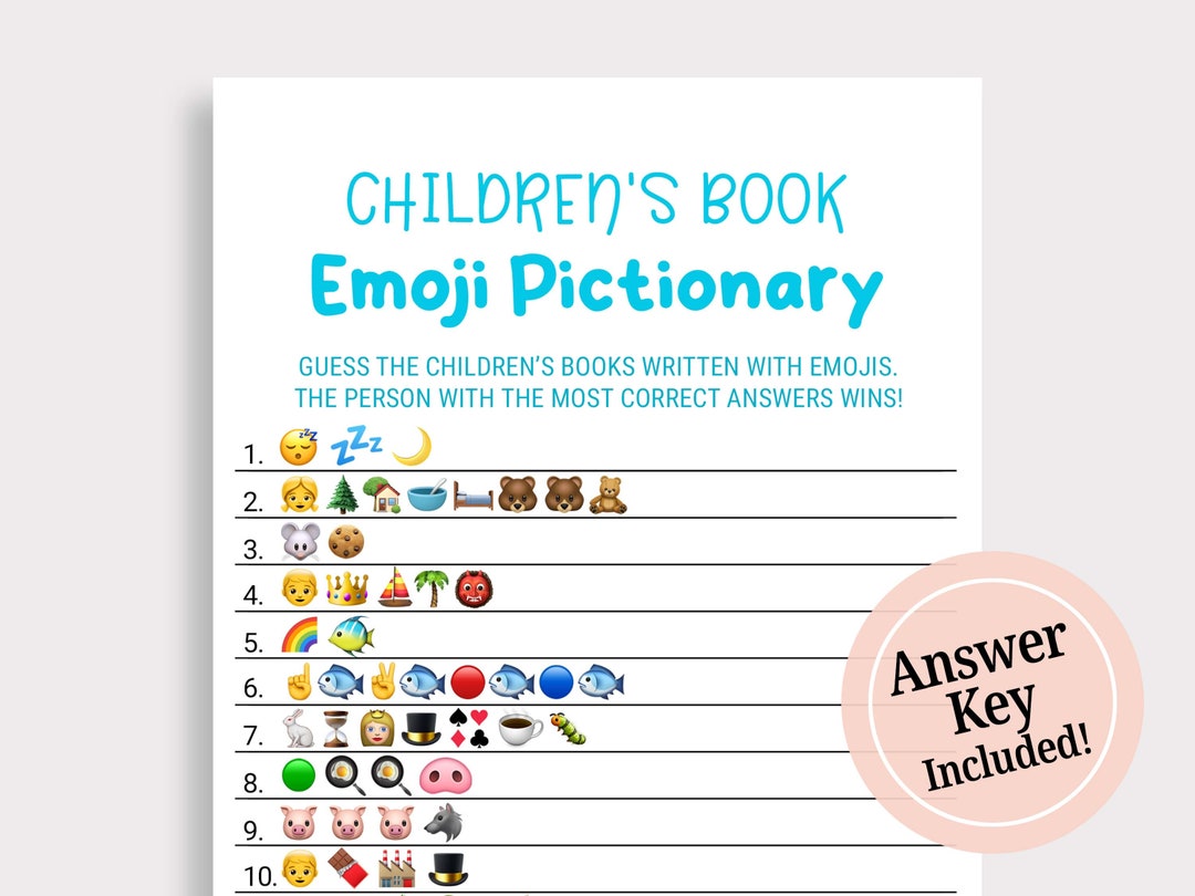 Children's Book Emoji Pictionary Blue Emoji Game Printable Childrens ...