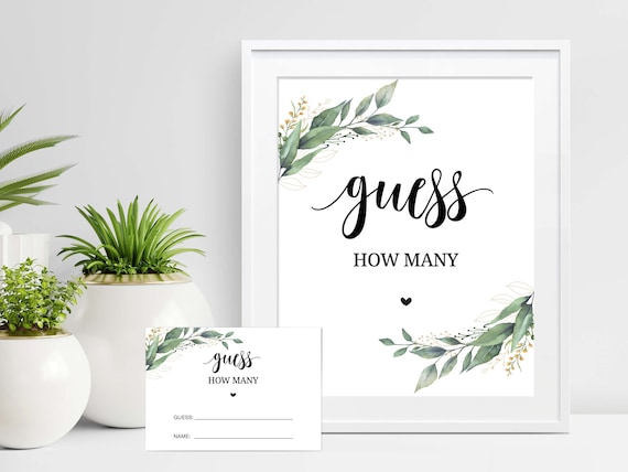 Guess How Many Sign Guess How Many Game Signs Greenery Baby | Etsy