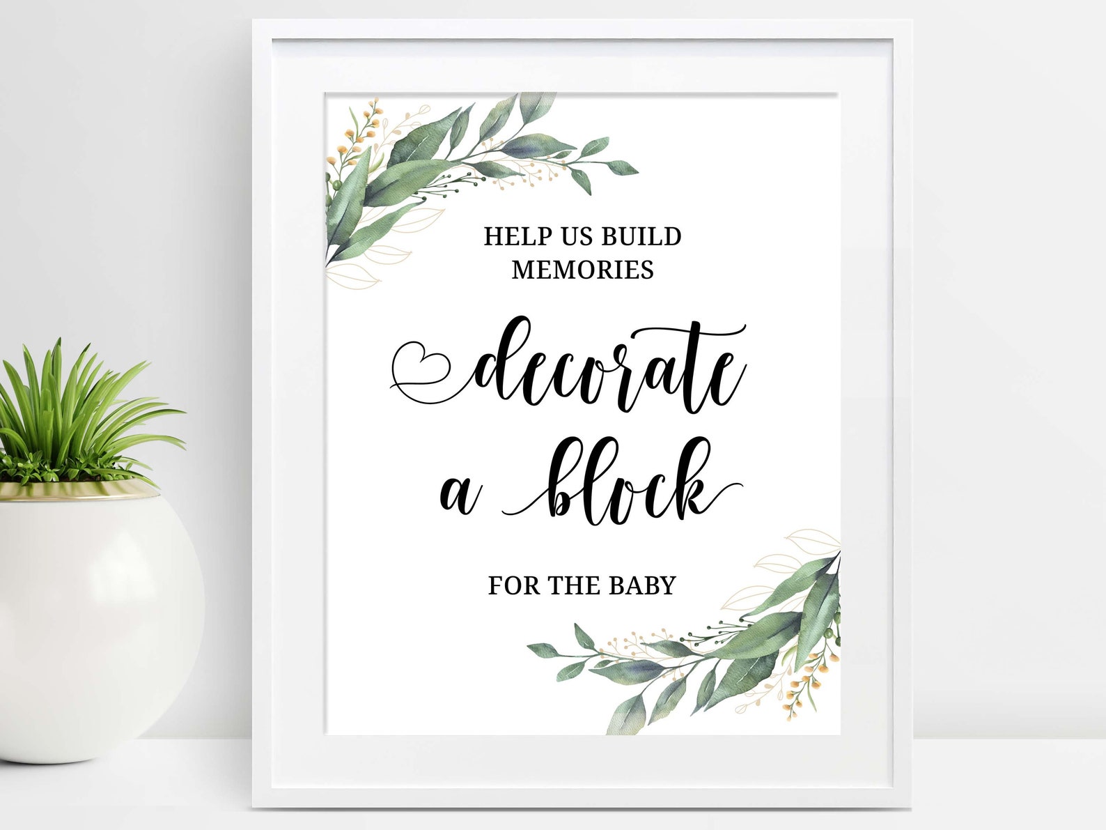 Decorate a Block Sign, Help Us Build Memories Sign Printable Greenery ...