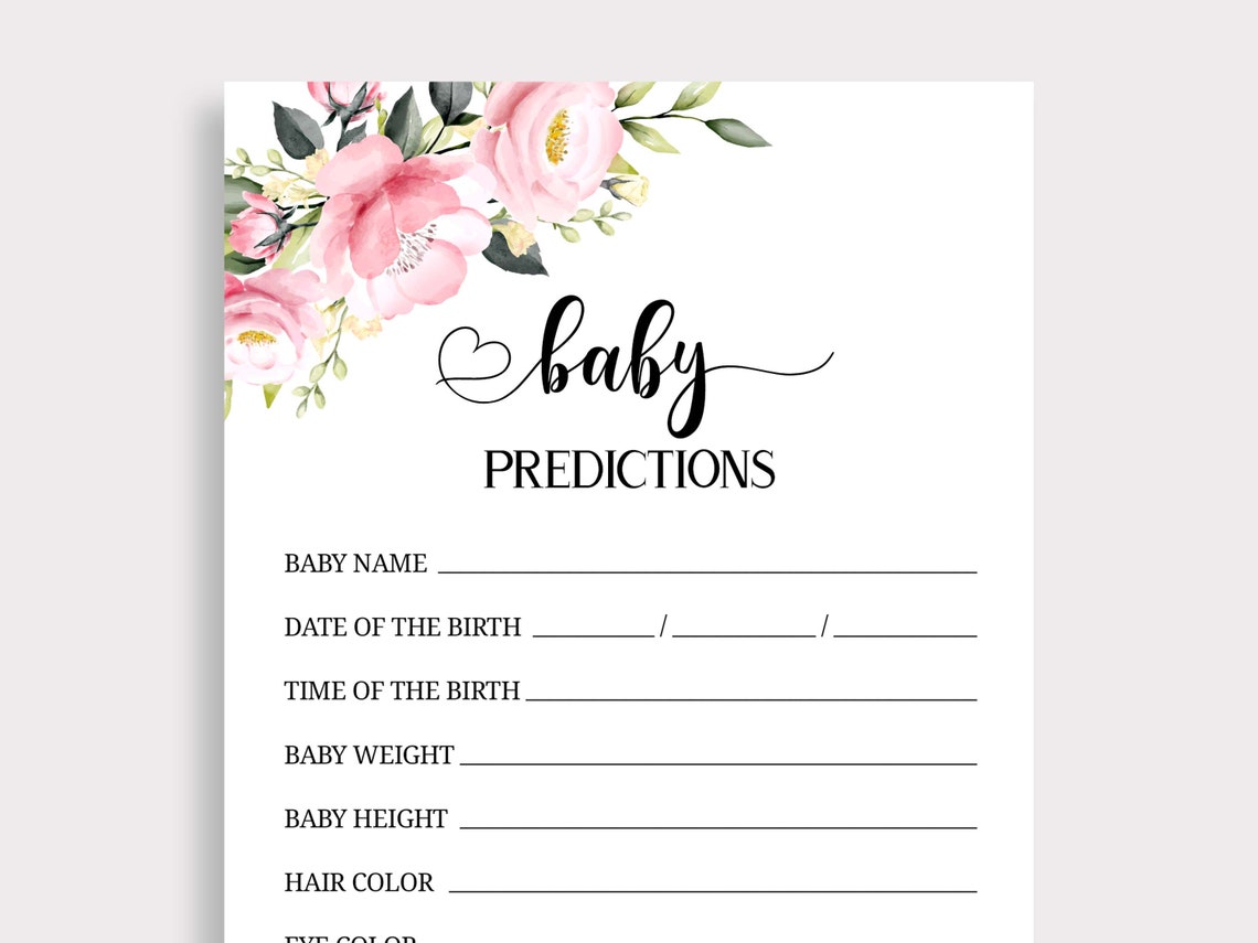 Baby Predictions Card Guess the Baby's Name Date of Birth | Etsy