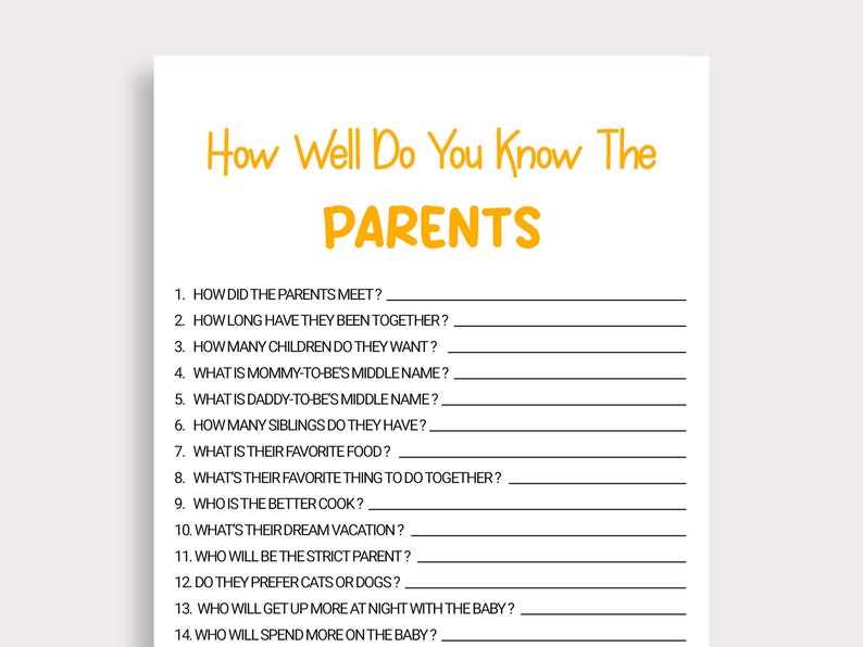 How Well Do You Know the Parents Who Knows Mommy Best Game Who - Etsy