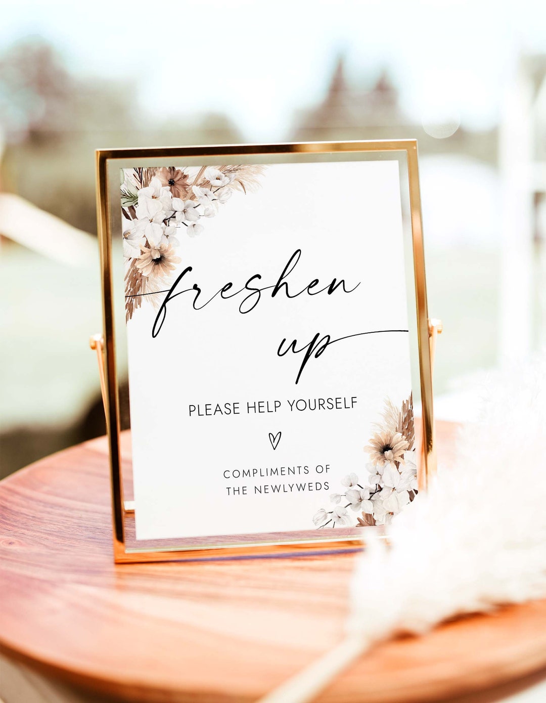 Freshen up Sign Boho Wedding Bathroom Sign Bathroom Basket Sign Ladies ...