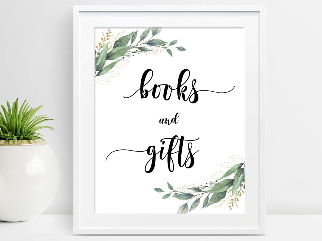 Books and Gifts Sign Printable, Boho Baby Shower Gift Table Sign, Books ...