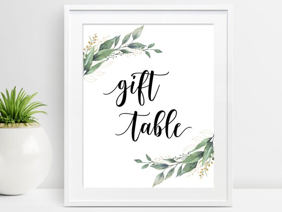 Gift Table Sign Greenery Baby Shower Sign Gift Sign for | Etsy