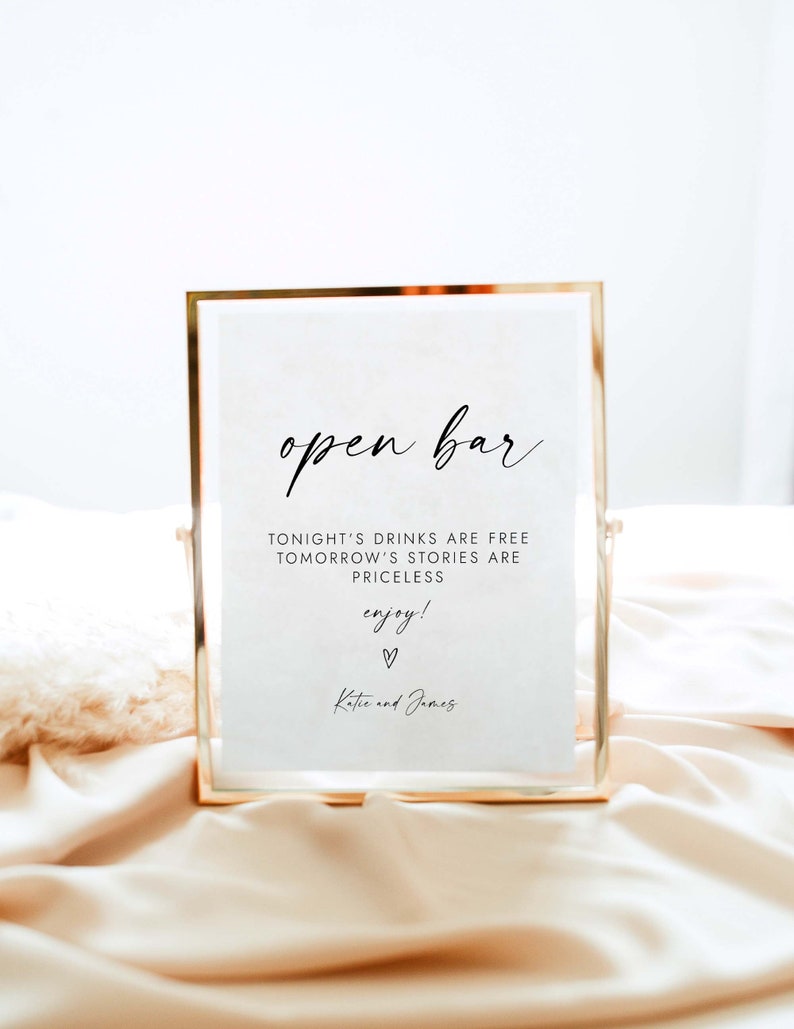 Open Bar Sign Wedding Open Bar Sign Printable Wedding Bar Sign - Etsy