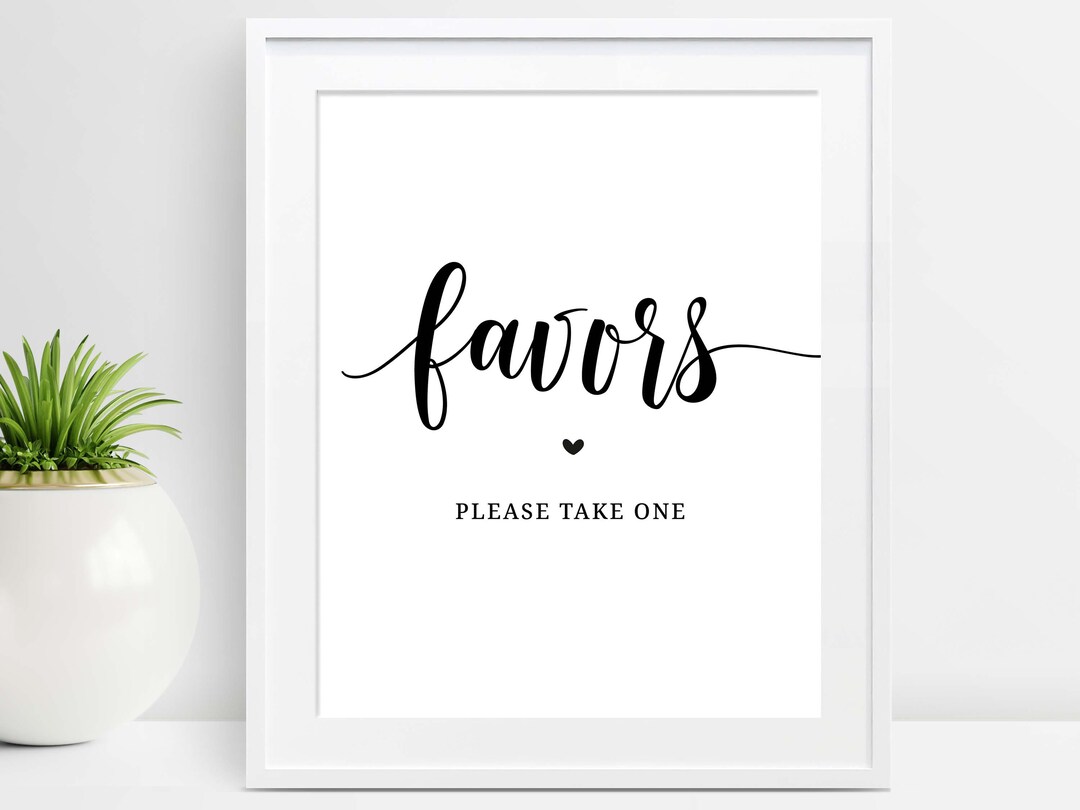 Favors Sign Printable, Minimalist Wedding Favour Sign, Bridal Shower ...