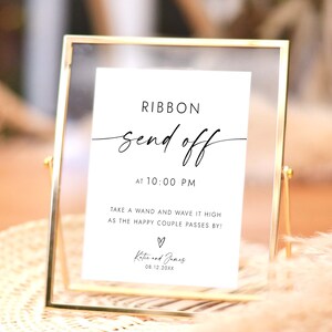 Ribbon Send off Sign Minimalist Wedding Send off Sign Ribbon Wand Sign ...