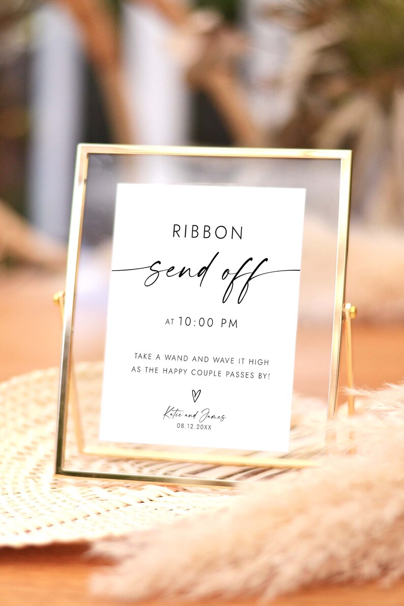 Ribbon Send off Sign Minimalist Wedding Send off Sign Ribbon - Etsy