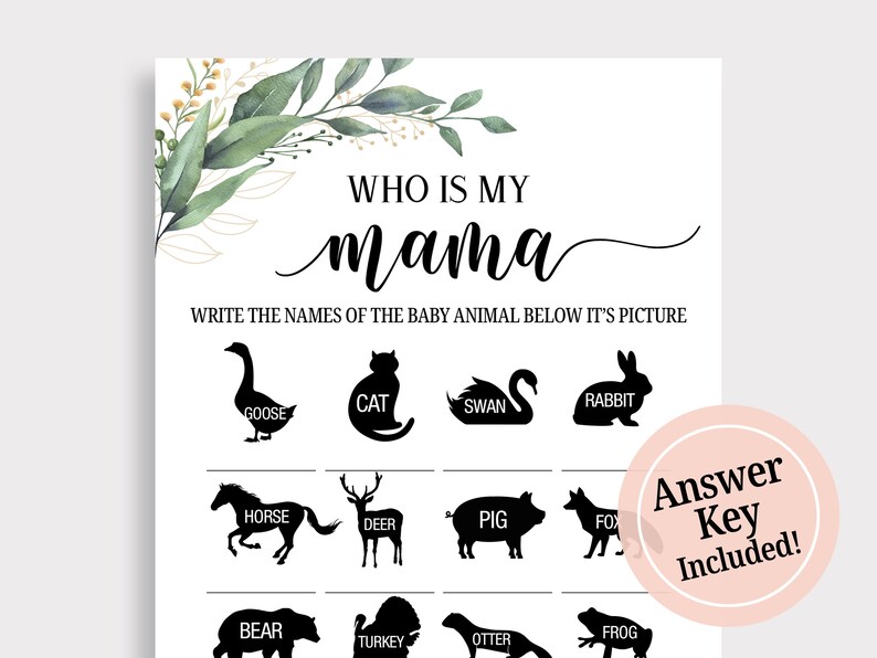 Who is My Mama Baby Game Printable Baby Shower Games Baby - Etsy