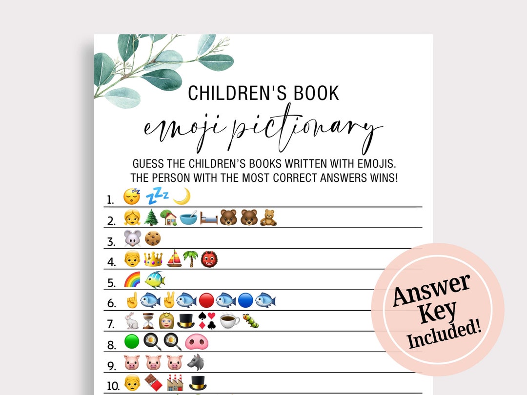 Emoji Picture Game Children's Book Emoji Pictionary Baby Shower Emoji ...