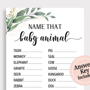Baby Animal Game Baby Shower Guess Baby Animals Cards Animal | Etsy