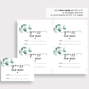 Guess How Many Sign Guess How Many Game Sign Eucalyptus Baby Shower ...