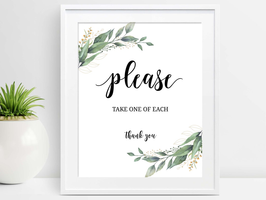 Please Take One of Each Sign, Favor Sign, Wedding Saying, Wedding Favor ...