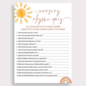Nursery Rhyme Game Guess the Nursery Rhyme Game Sunshine Watercolor ...