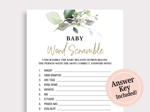 Baby Word Scramble Game Baby Word Game Word Unscramble Baby - Etsy