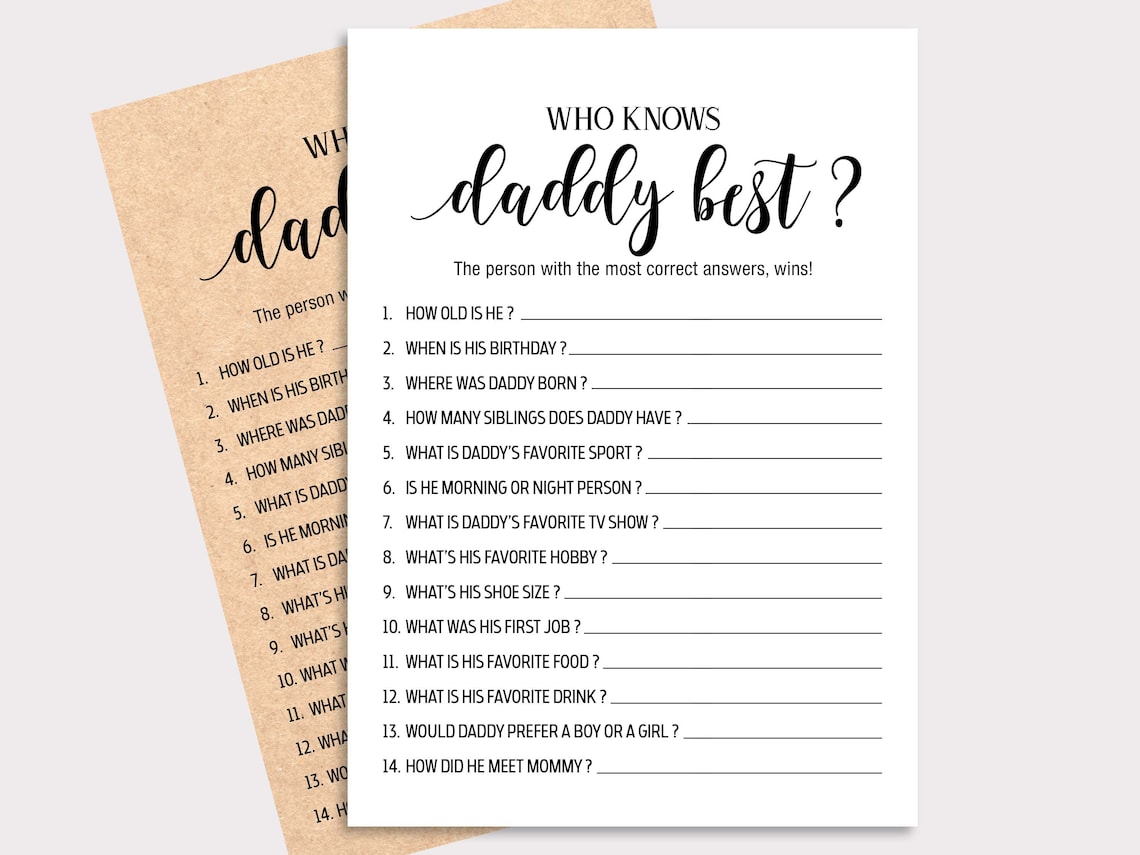 Who Knows Daddy Best Game, How Well Do You Know the Daddy, Daddy Quiz ...