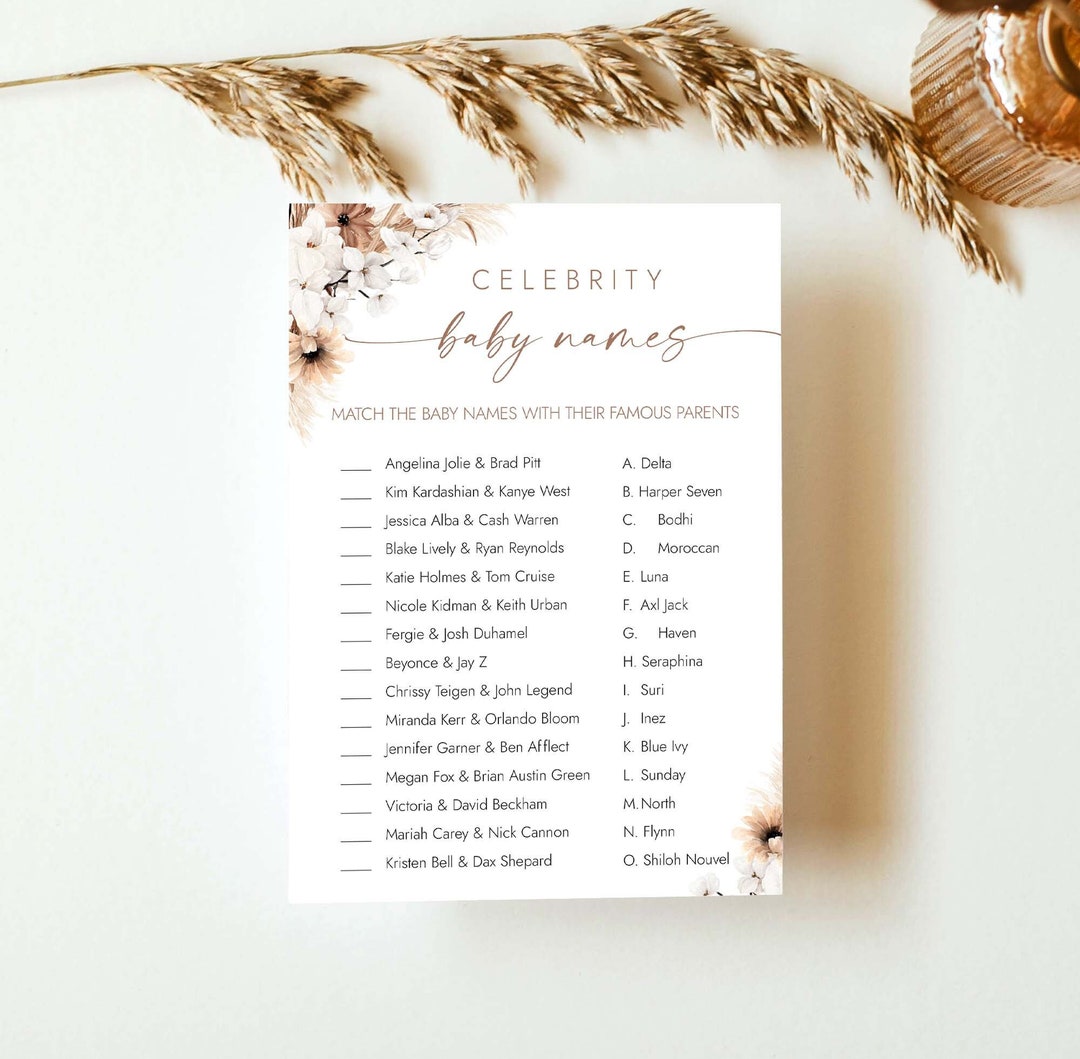 Celebrity Baby Names Game Celebrity Baby Name Celebrity Baby Shower ...