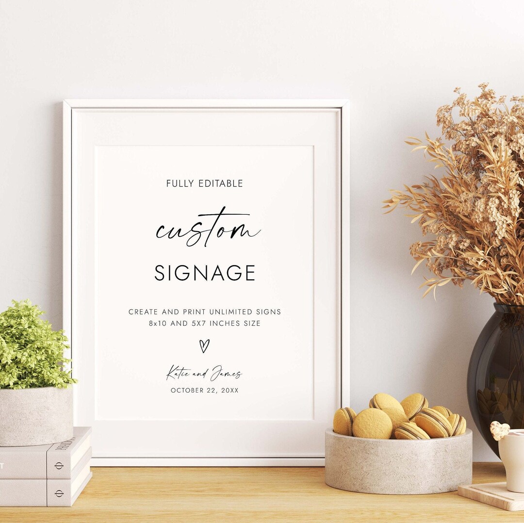Fully Editable Signage Simple Wedding Signage Minimalist Bridal Shower ...