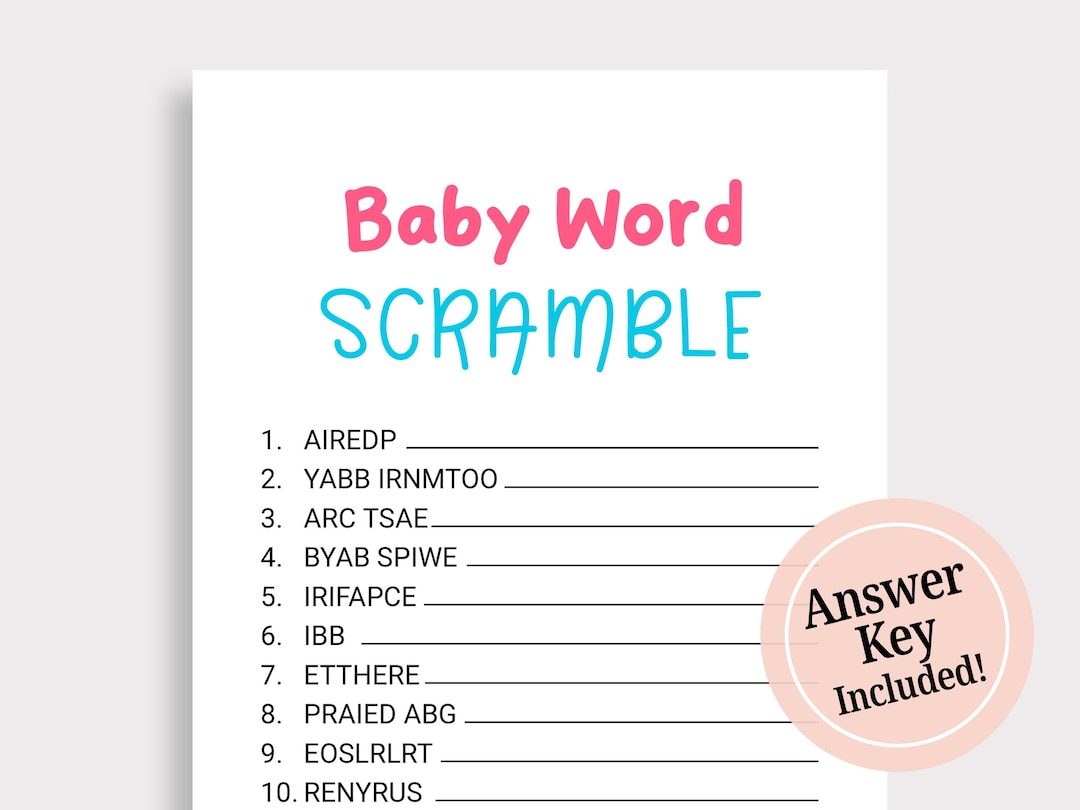 Baby Word Scramble Game Gender Reveal Baby Shower Game Printable Baby ...