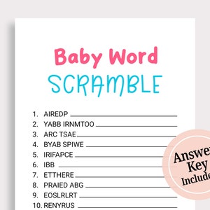 Baby Word Scramble Game Gender Reveal Baby Shower Game Printable Baby ...