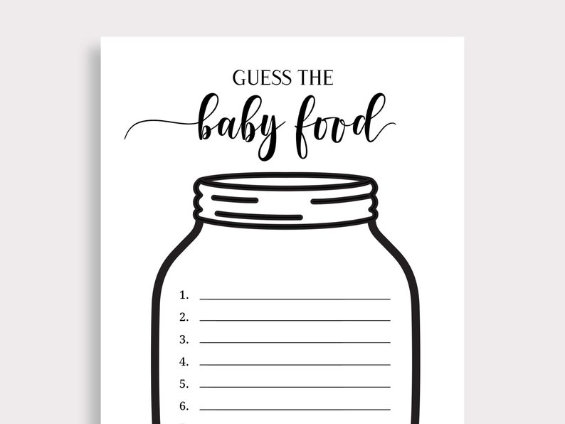 Baby Shower Food Game Guess the Baby Food Game Minimalist Baby Shower ...