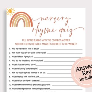 Nursery Rhyme Game Guess the Nursery Rhyme Rainbow Baby Shower Game ...
