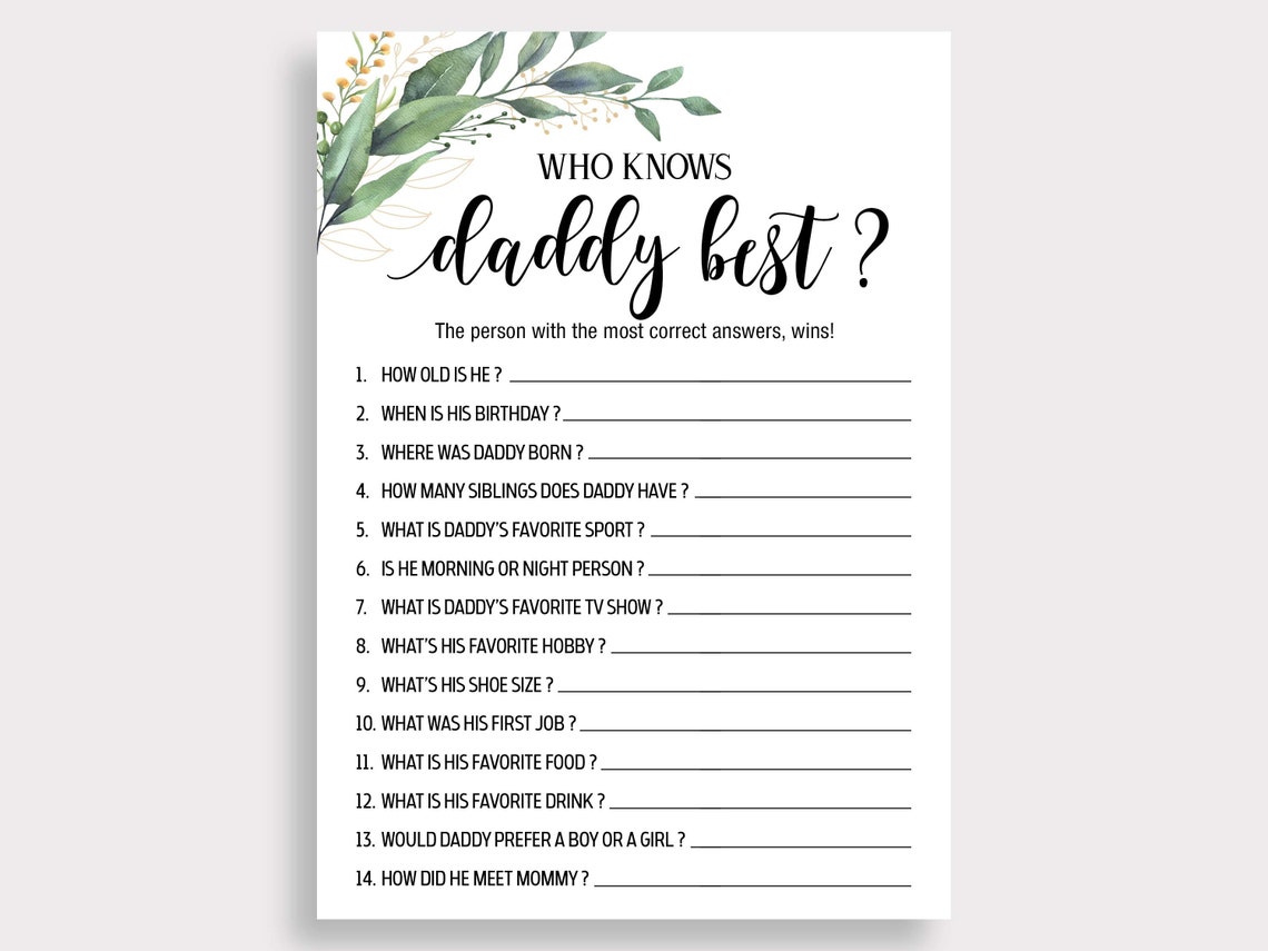 Who Knows Daddy Best Game, How Well Do You Know the Daddy, Daddy Quiz ...